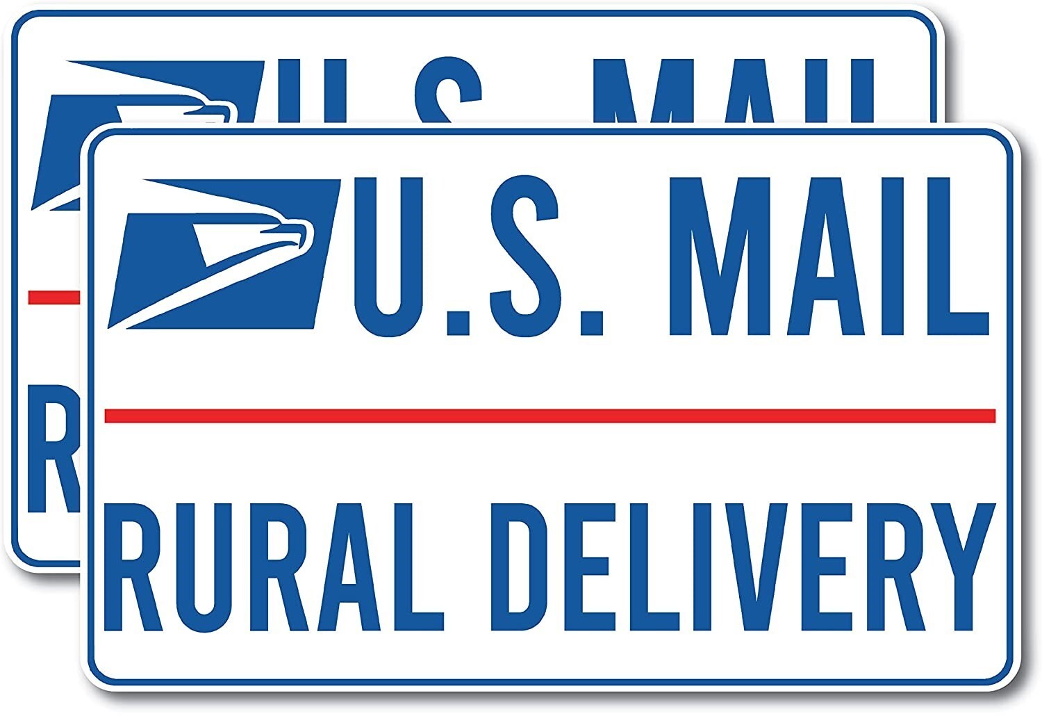 2 U.S. MAIL 12"X8" Red Magnetic Sign - Rural Carrier Frequent Stops ...