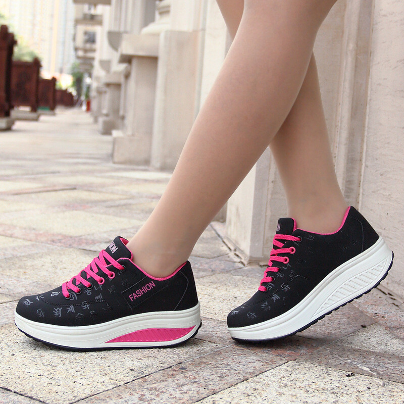 Womens Rocker Shoes Slip On Wedges Tennis High Platform Casual Lace Up ...