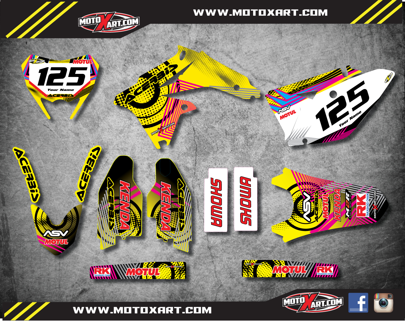 Suzuki RMX 450 2010 - 2017 Full custom sticker kit NEON Style stickers ...