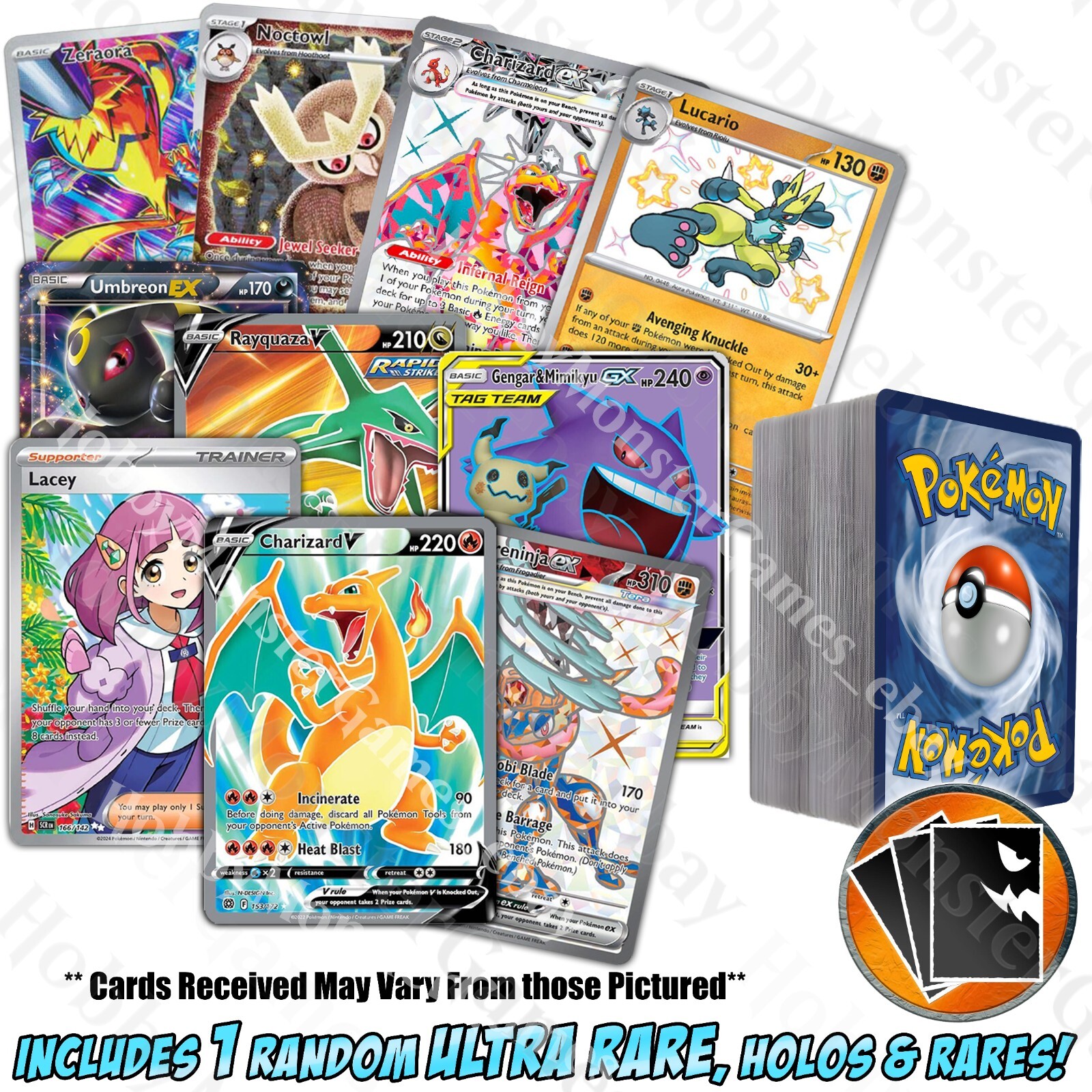 Pokemon Card Lot 100 OFFICIAL TCG Cards + Ultra Rare | GX EX V OR ...