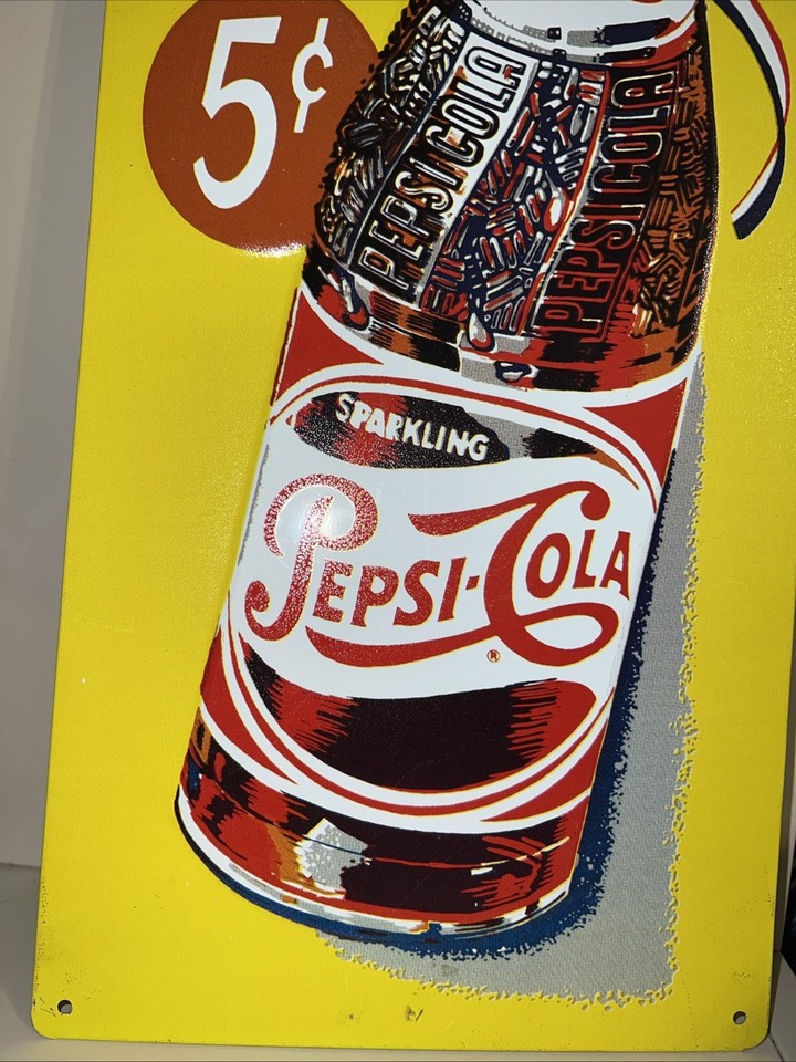 Vintage 1950s REPRODUCTION| Pepsi-Cola | Embossed Tin Metal Sign | eBay