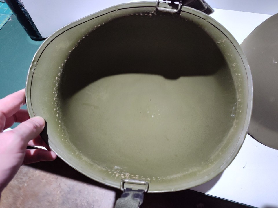WW2 M1 Helmet Steel Pot Front Seam Swivel Bale W/original Westinghouse ...