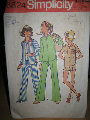 Vintage Simplicity #6824 Girl's Shirt/Pants/Shorts Pattern - Size 12 | eBay