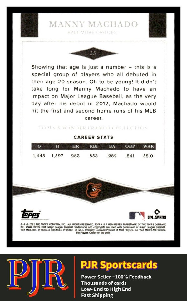 2022 Topps x Wander Franco #55 Manny Machado Orioles Is Money | eBay
