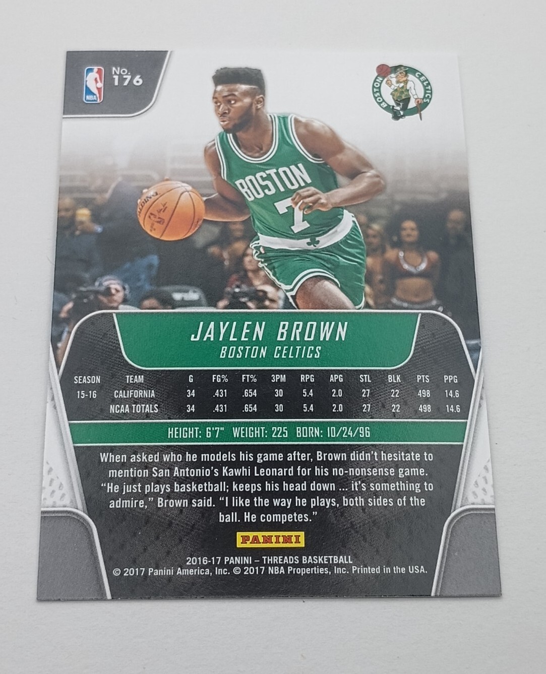 2016-17 Panini Threads - Rookies #176 Jaylen Brown (RC) for sale online | eBay