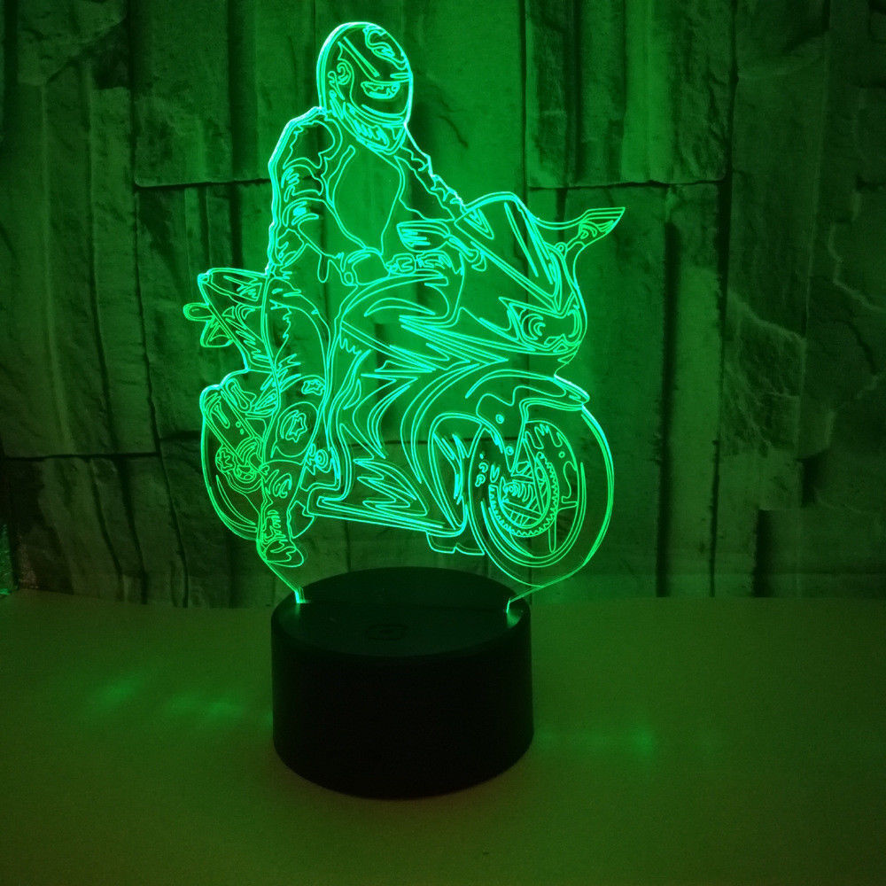Motorcycle Night Light 7 Color Change LED Desk Lamp Touch Room Decor ...