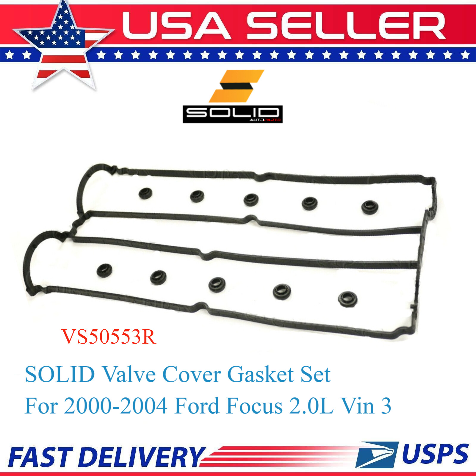 SOLID!! Valve Cover Gasket Set Fits For 2000-2004 Ford Focus 2.0L Vin 3 ...