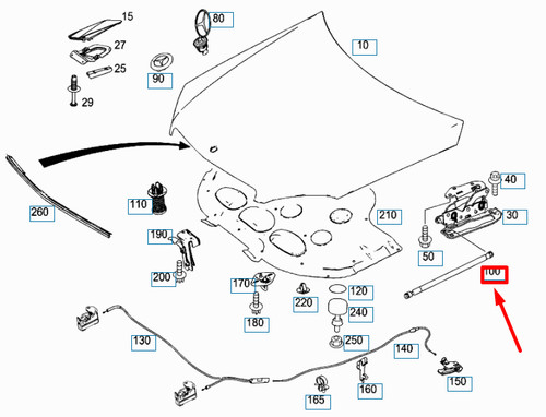 NEW MB C W204 FRONT LEFT HOOD GAS PRESSURE INTERSTOP STRUT A2049802164 ...