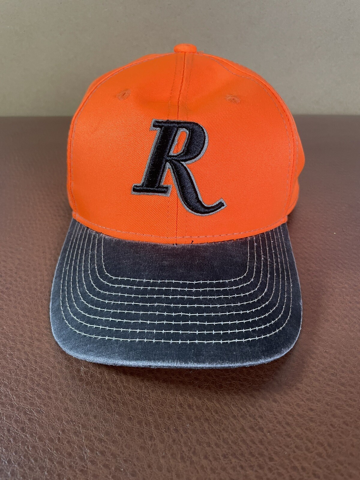 REMINGTON BLAZE ORANGE OUTDOOR BASEBALL CAP w BLACK B… - Gem