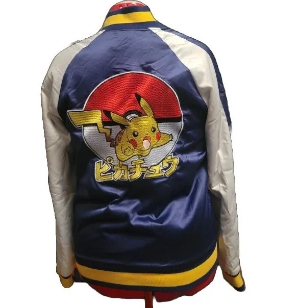 Pokemon Pikachu Embroidered Patch Jacket Medium Satin… - Gem