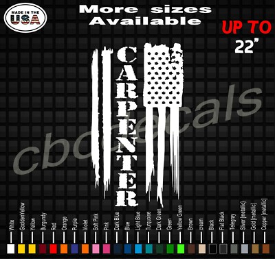 Carpenter American Flag Vinyl Decal Sticker | Carpenter Decals ...