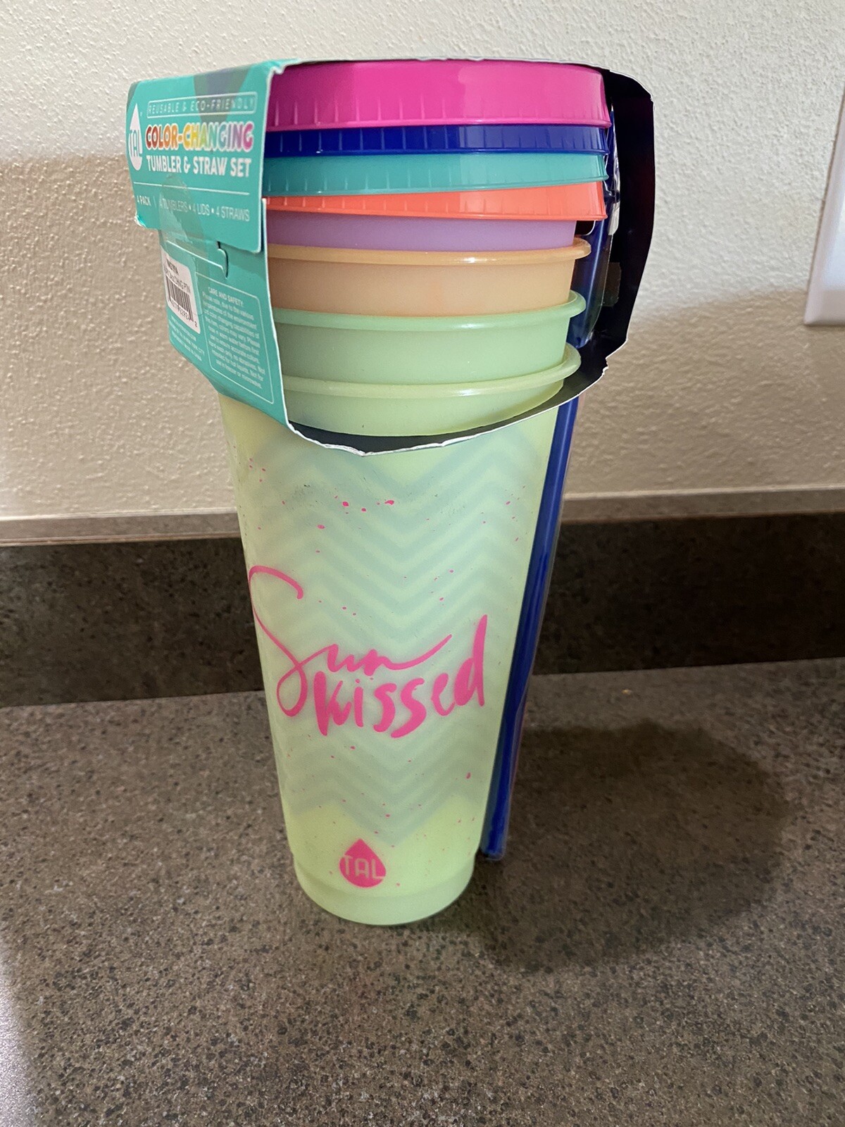 Tal Color Changing Tumblers & Straws Set 4 Pack Cold Cups & Lids 24oz ...