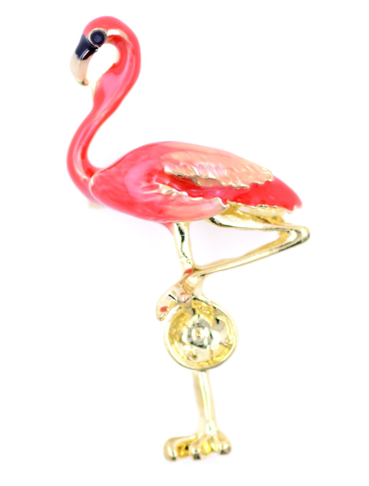 Gold tone pink flamingo brooch / pin | eBay