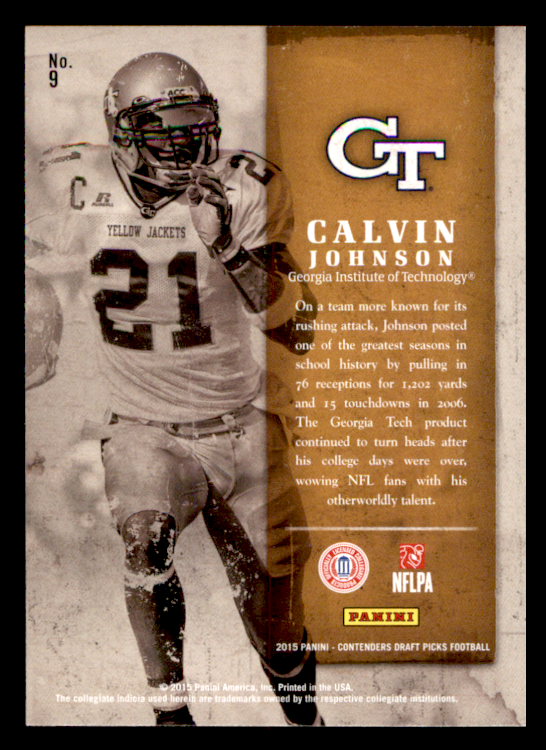 2015 Panini Contenders Draft Picks Calvin Johnson Old School Colors #9 ...