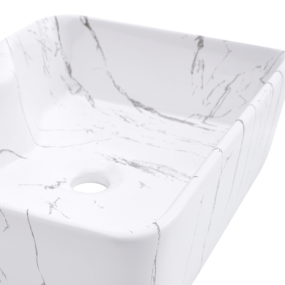Large 480mm Counter Top Rectangle Bowl Basin Cloakroom Bathroom Marble ...
