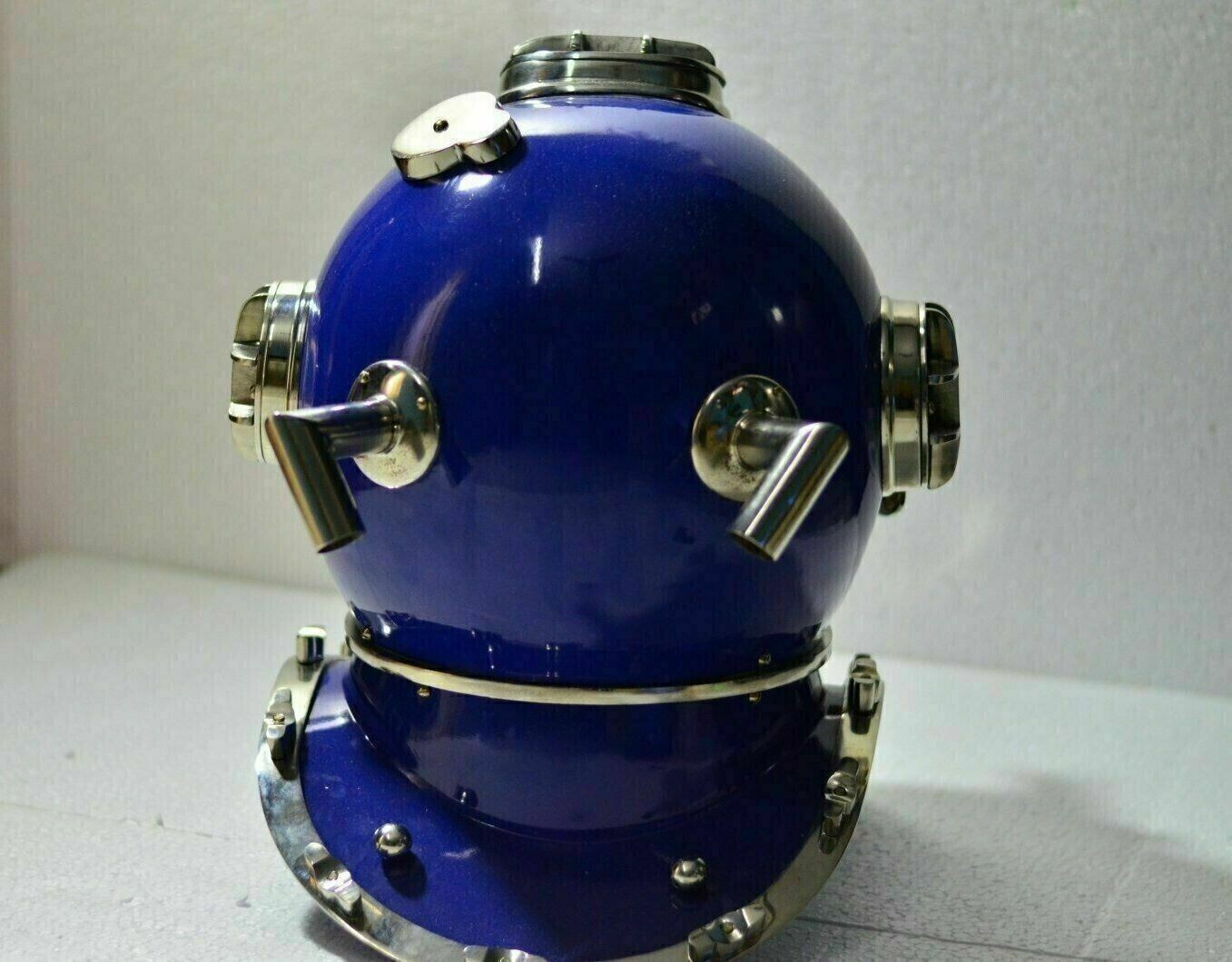 Vintage Diving Divers Helmet US Navy Mark V Royal Navey Blue Diving ...