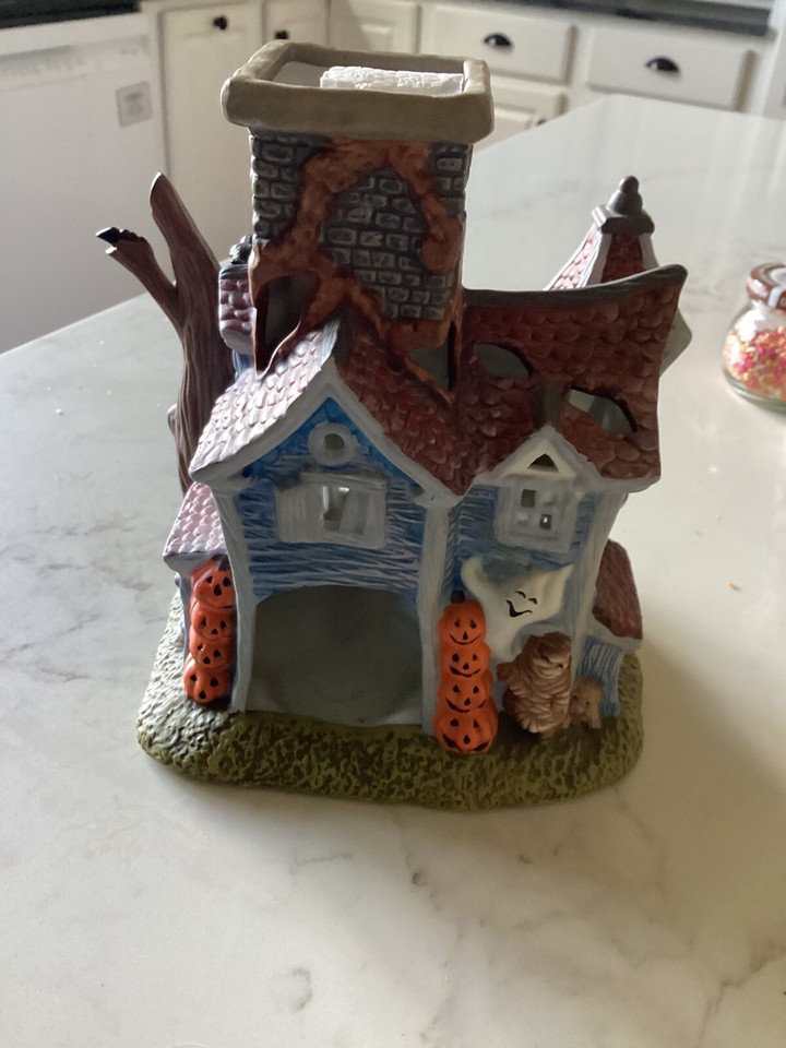 PartyLite Fall Halloween Ceramic Haunted Votive Tealight House No ...