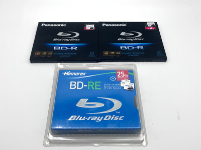 Panasonic Blu-ray BD-R 25GB Recordable Discs - New/Sealed + Memorex BD ...