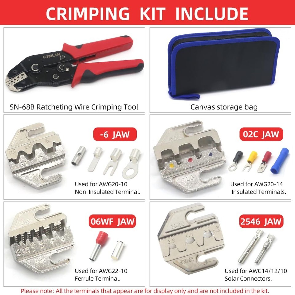 Ratcheting Wire Crimping Tools Set,For molex,JST,dupont style Open ...