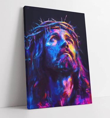 PURPLE PORTRAIT OF JESUS CHRIST CONTEMPORARY DECOR CANVAS WALL ART ...