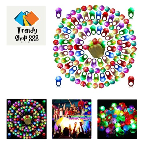 100 Pcs Light up Ring Summer LED Flashing Ring Glow in the Dark Bumpy ...