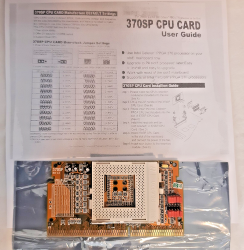 VINTAGE 370SP, Slot 1 to Socket 370 CPU Converter Card, 370SP rev 2.0 ...