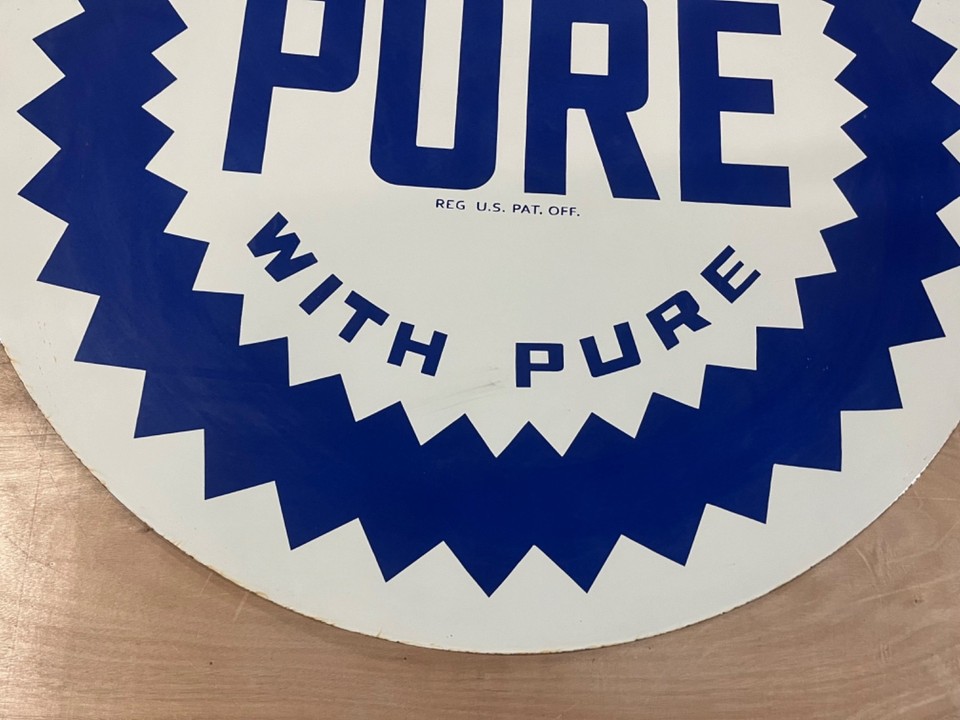 Vintage DSP Pure Gas & Oil Porcelain Enamel Sign 48x48". | eBay
