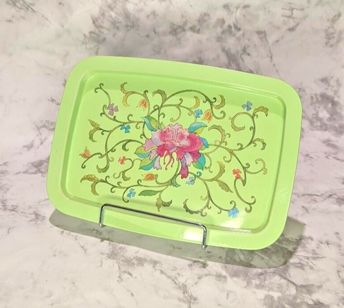 Vintage Max Factor Tin Metal Florals on Green Vanity Tray England | eBay