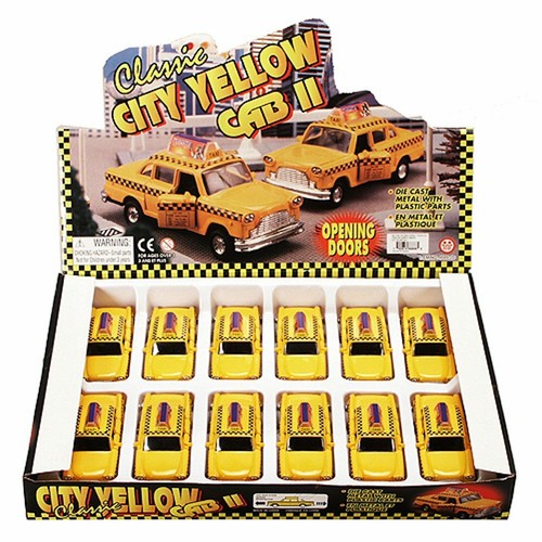 BOX OF 12 DIECAST MODEL CARS - YELLOW CITY TAXI CAB, YELLOW, 4.5 INCH ...