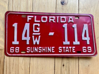 1968 1969 Florida License Plate - Numbers YOM Clear | eBay