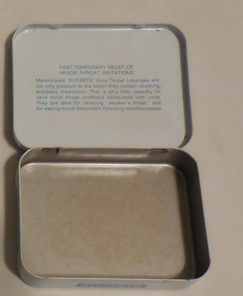 1 Mentholated Sucrets Sore Throat Lozenges tin Box Empty Medicine | eBay