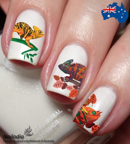 Chameleon Lizard Reptile Nail Art Decal Sticker Water Transfer Slider ...