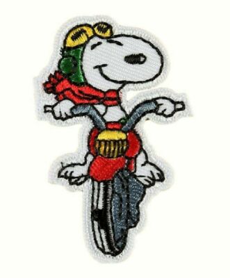 Snoopy Character Riding Motorcycle 2 1/2" Tall Embroidered Iron on ...