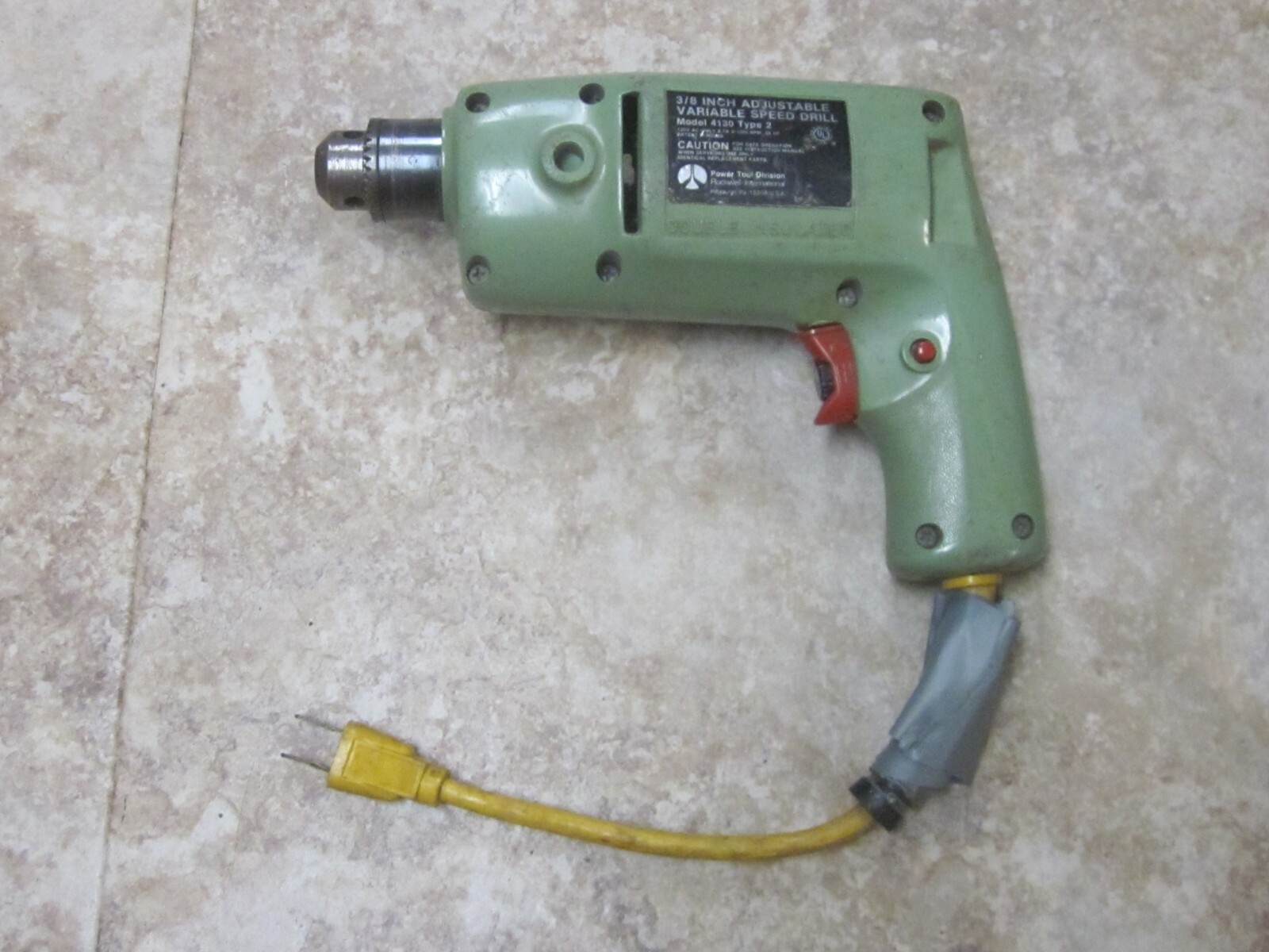 Rockwell Drill-3/8 inch Adjustable Variable Speed-Model 4130 Type 2 ...