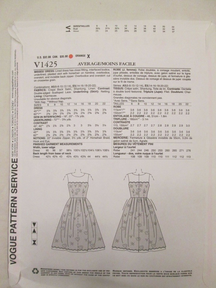 Vogue 1425 Pamella Roland American Designer Dress Pattern 6-14 Easy ...
