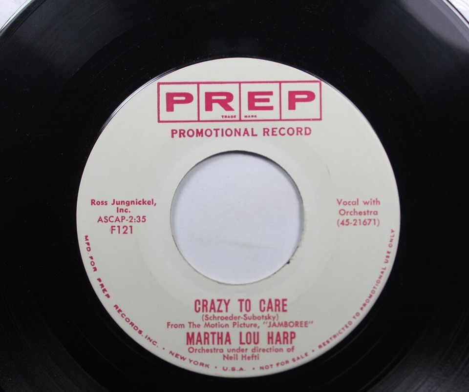 50'S & 60'S Promo 45 Martha Lou Harp - Eskimo Kisses / Crazy To Care On ...