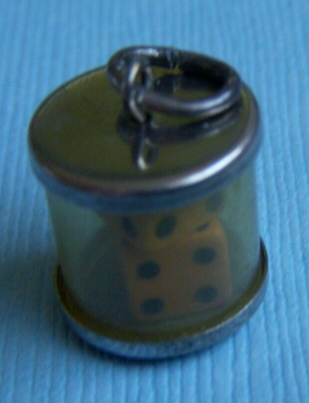 Vintage movable two dice inside a canister gambling s… - Gem