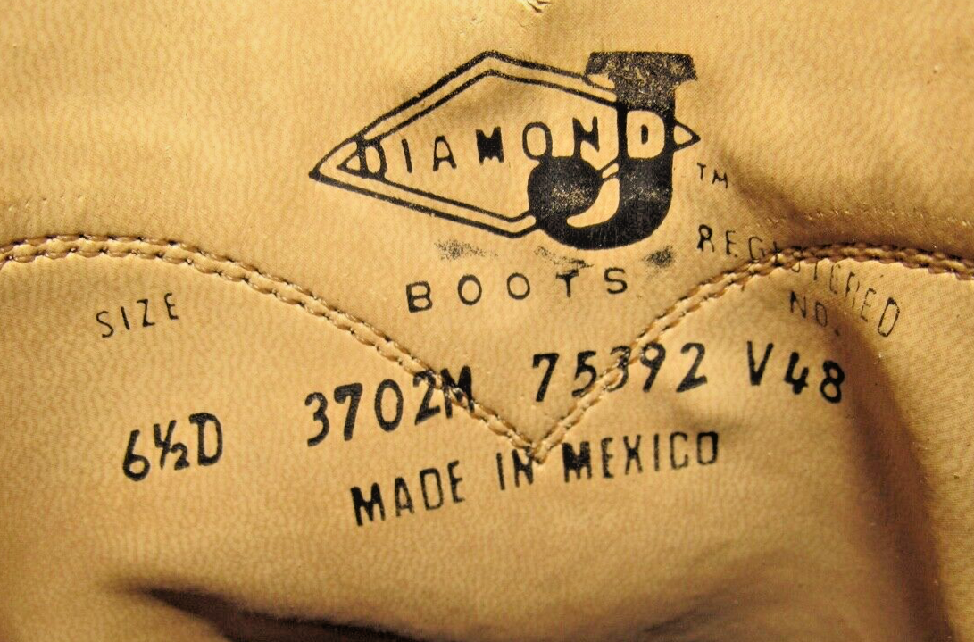 Justin Diamond J Black Leather Roper Cowboy Boots Men 6.5 D Lady 8 M ...