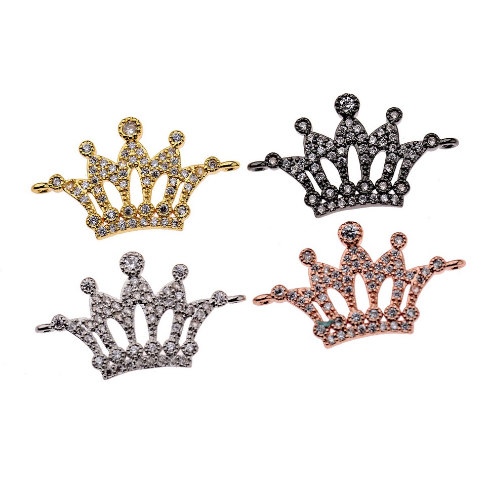 5/10pc Brass Micro Pave Cubic Zirconia Ball Crown Beads Loose Spacer ...