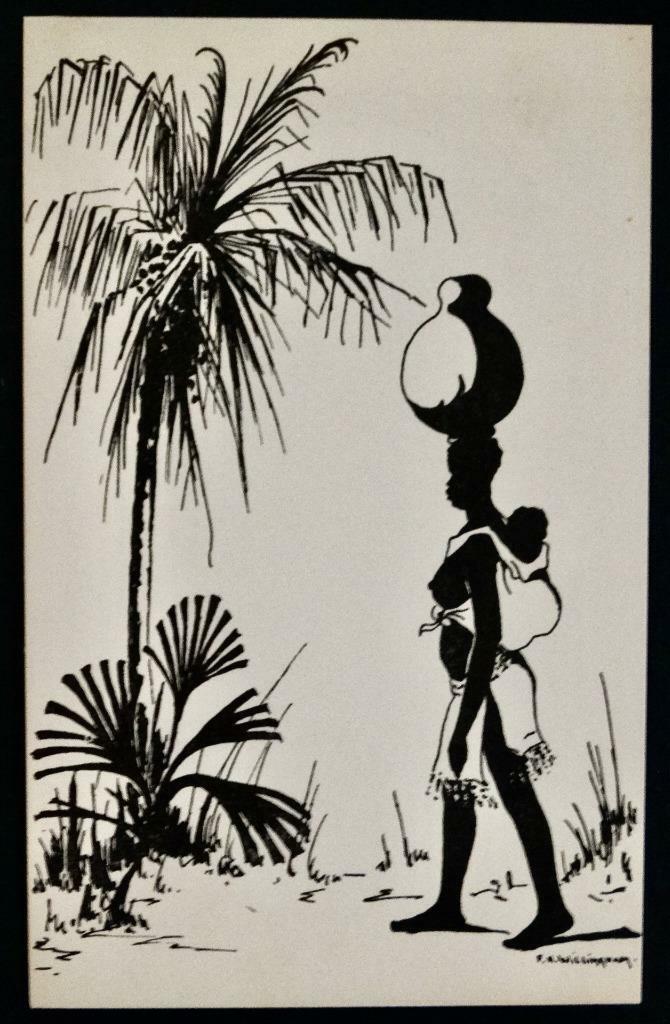 Postcard Artist Signed F. H. Willingham - Mother with Baby on back | eBay