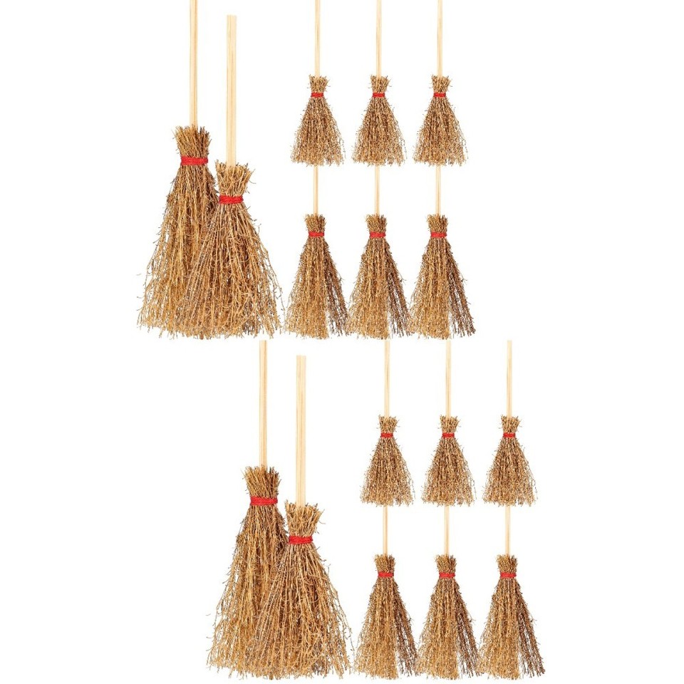 2 Pieces Mini Handmade Broom Miniature Broomsticks Work Child Dollhouse ...