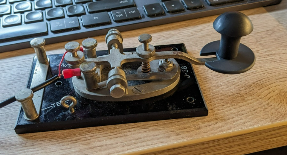 Morse Code "Navy Knob with SLOTTED guard" + Signed book "The CW Way of ...