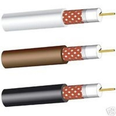 50m COAXIAL CABLE SATELLITE SKY RF COAX AERIAL RG6 BLACK WHITE BROWN ...