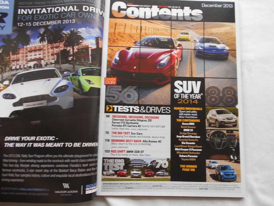 MOTOR TREND MAGAZINE-DECEMBER,2013 | eBay