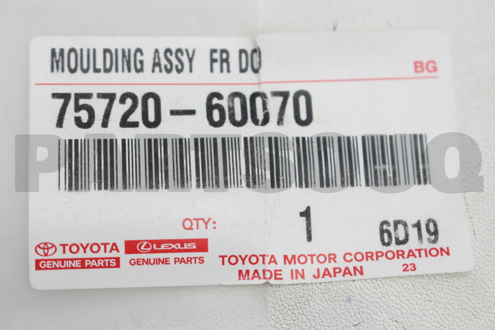 7572060070 Genuine Toyota MOULDING ASSY, FRONT DOOR BELT, LH 75720 ...