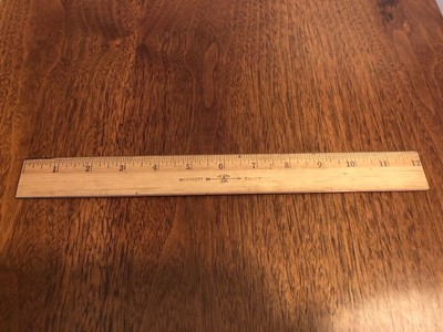 VINTAGE WESTCOTT WOOD 12” DOUBLE SIDED RULER W/ DOUBLE METAL EDGE USA ...