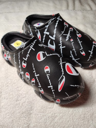 Champion Super Meloso Warped Slip On Logo Clogs Shoes Black Men's Size ...