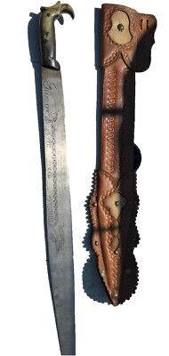Vintage Guerrero Machete Engraved With Carved Handle And Leather Case ...