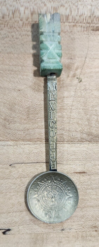 MEXICO Souvenir Collector Alpaca Silver Spoon ~ Aztec Calendar Themed ...