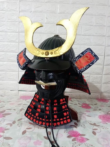 Japanese Samurai Armor Helmet Visor Full Face Mask Warrior Wearable ...